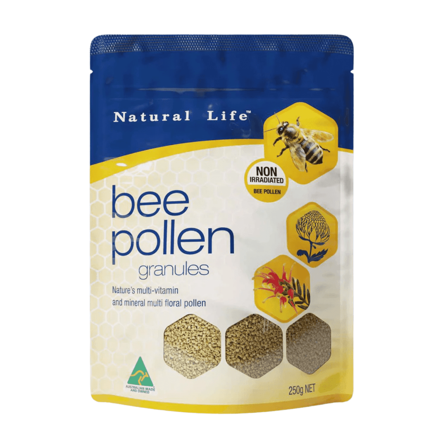 Natural Life Bee Pollen Granules Non Irradiated 250g – BeeVitamins