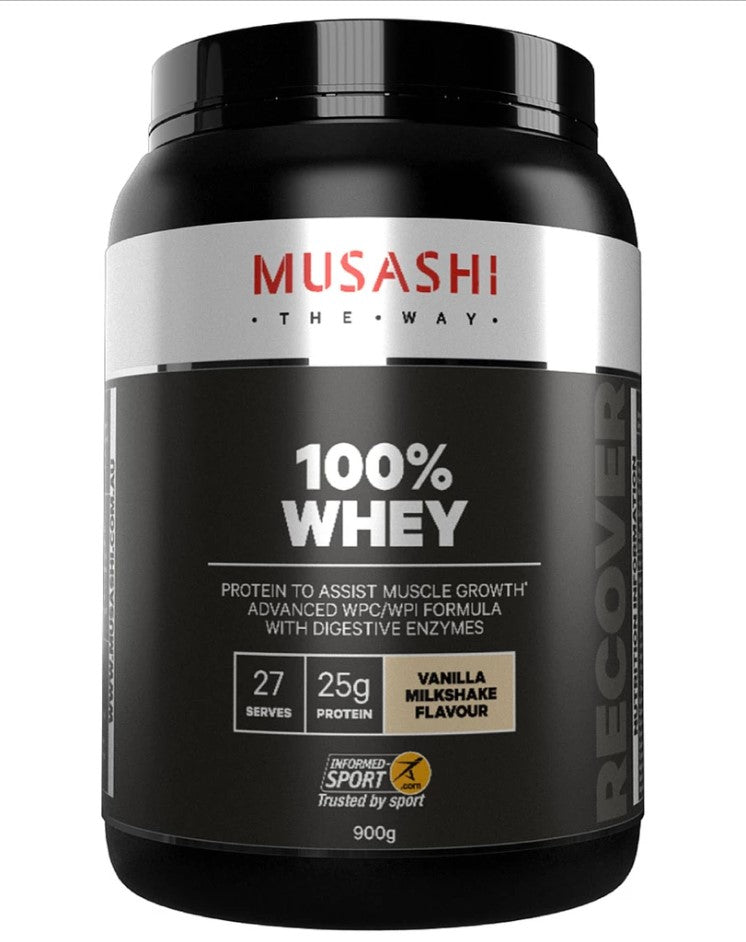Musashi 100% Whey Protein Powder Vanilla flavour 900g – BeeVitamins